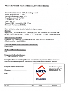 Design verifcation certificate - Safe Surge